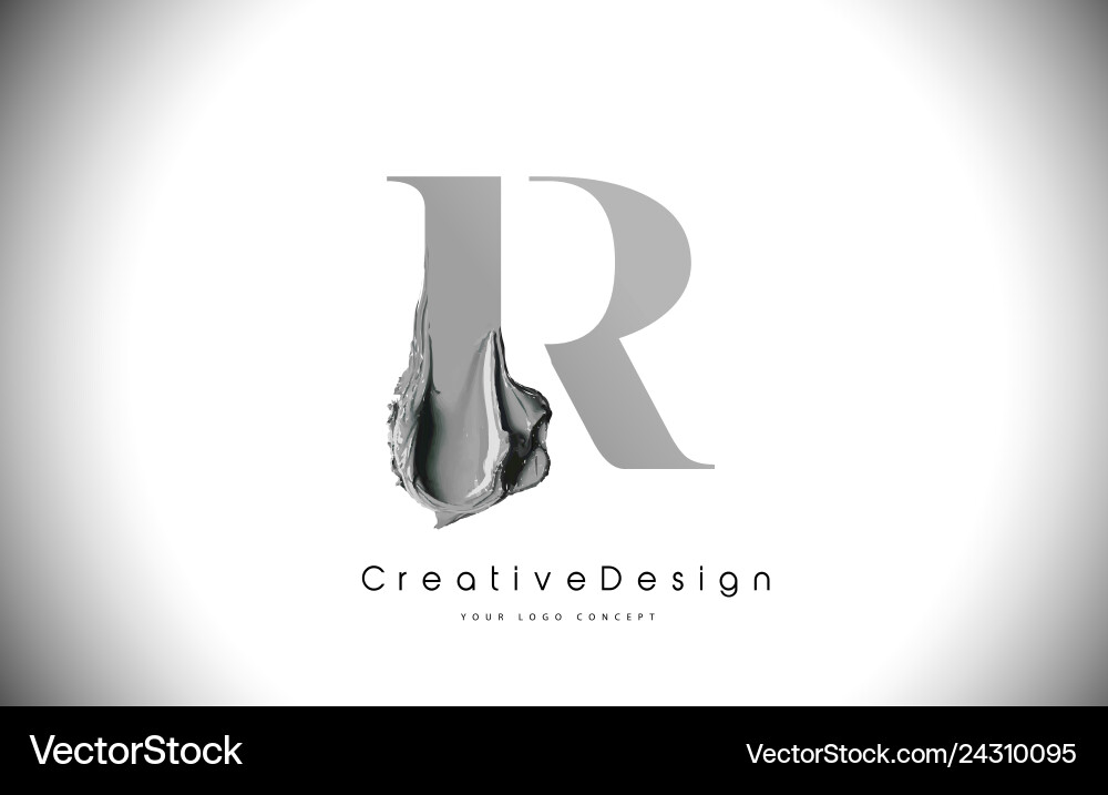 R letter design brush paint stroke black Vector Image