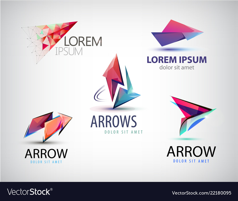 Set abstract logos arrows pointers Royalty Free Vector Image