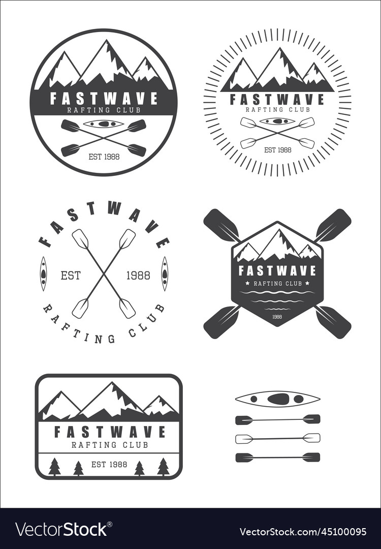 Set if vintage rafting logo labels and badges Vector Image Set if vintage rafting logo labels and badges Vector Image
