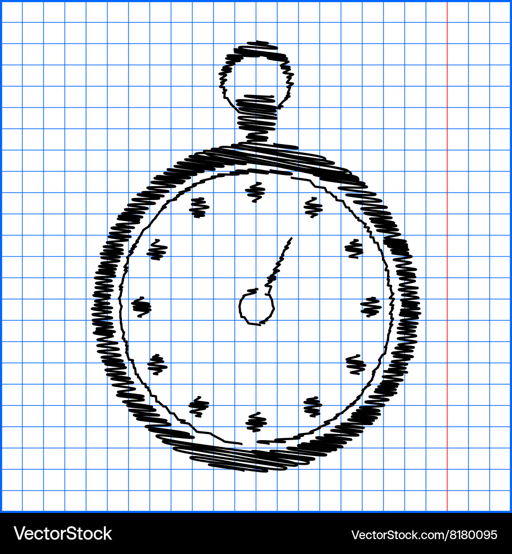 Stopwatch icon with pen effect on paper Royalty Free Vector