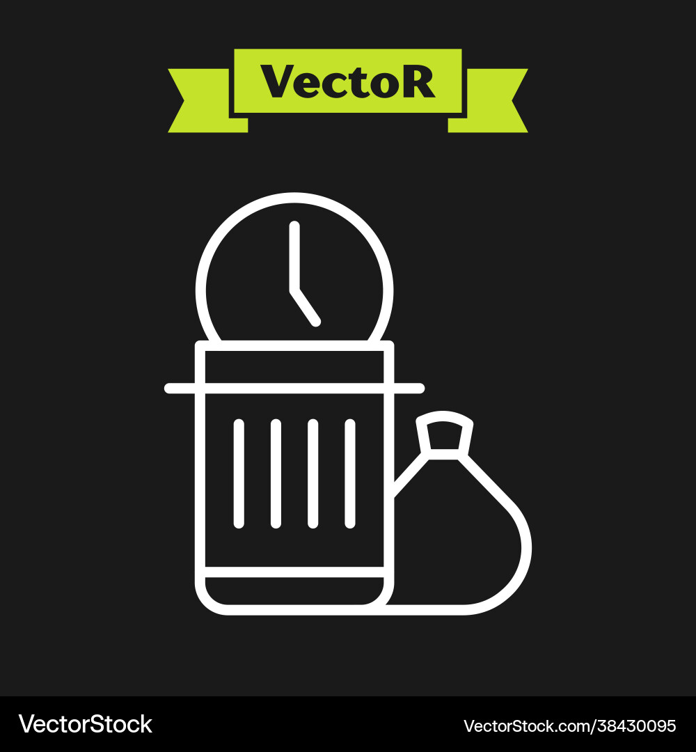 White line waste time icon isolated on black Vector Image