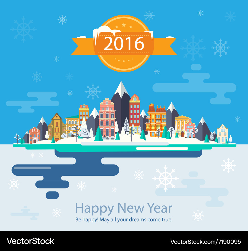 Winter landscape and city Royalty Free Vector Image