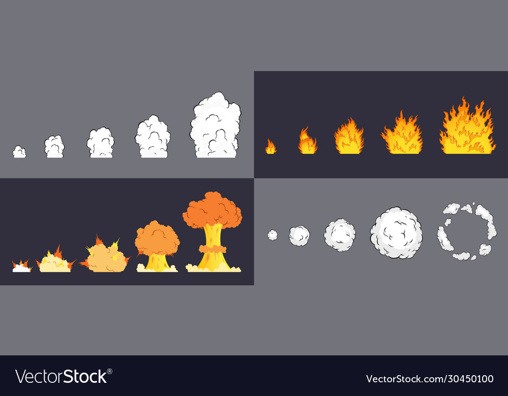 Animation explosion effect in cartoon comic Vector Image