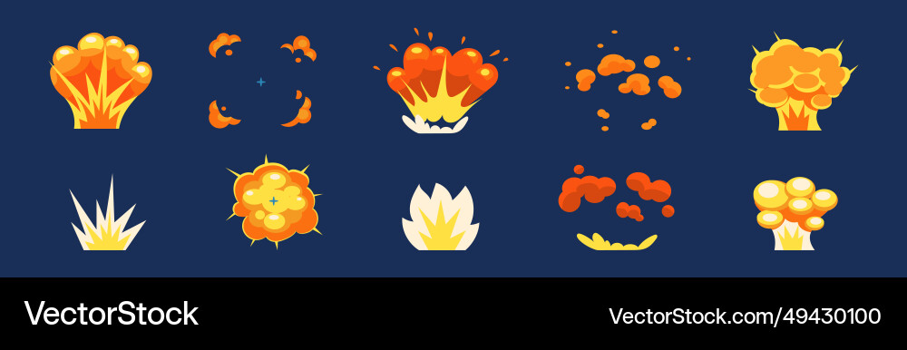 Bright orange dynamite or bomb explosion with puff