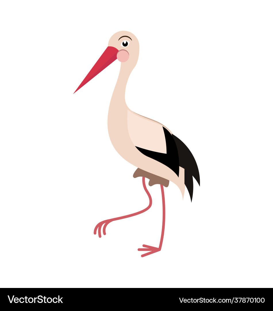 Cartoon stork in flat style for abc book Vector Image