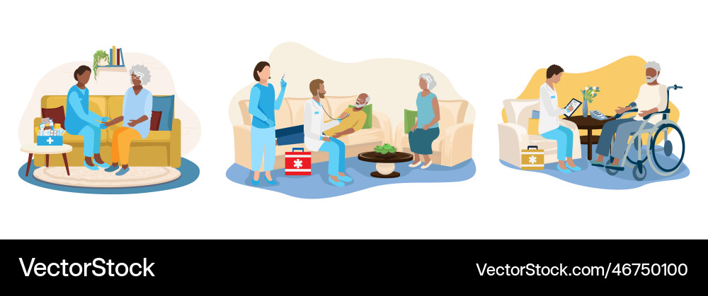 Doctor visits patient at home Royalty Free Vector Image