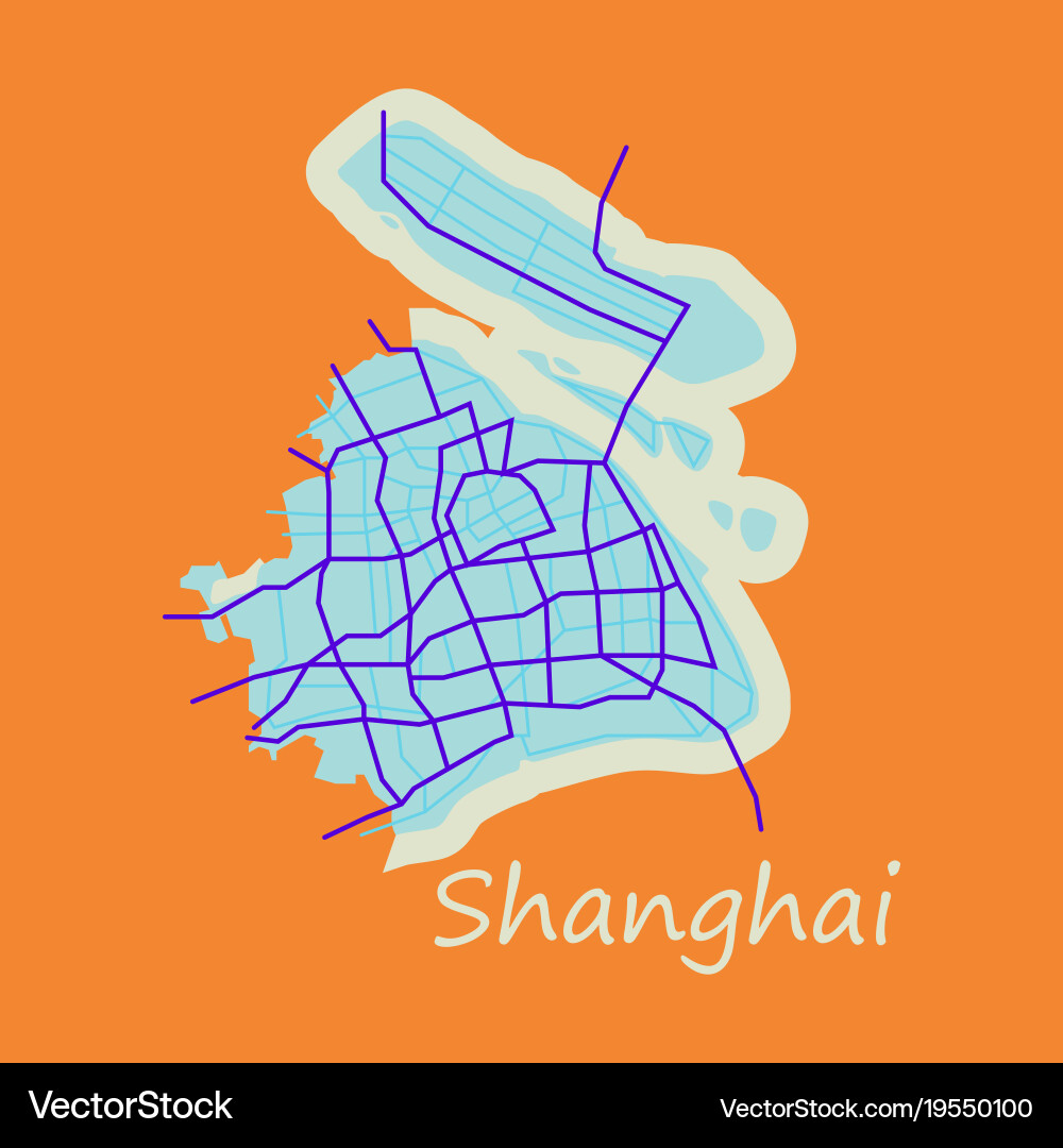 Flat detailed shanghai city road network map Vector Image