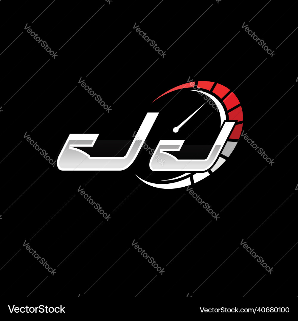 Jj logo letter speed meter racing style Royalty Free Vector