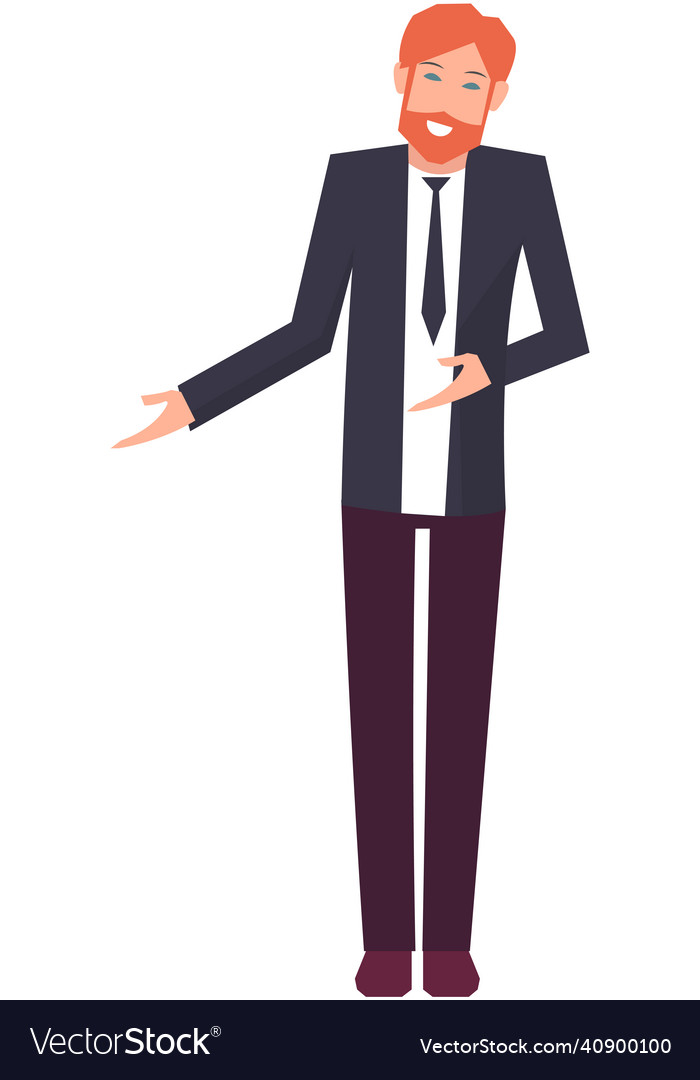 Portrait of handsome businessman pointing Vector Image