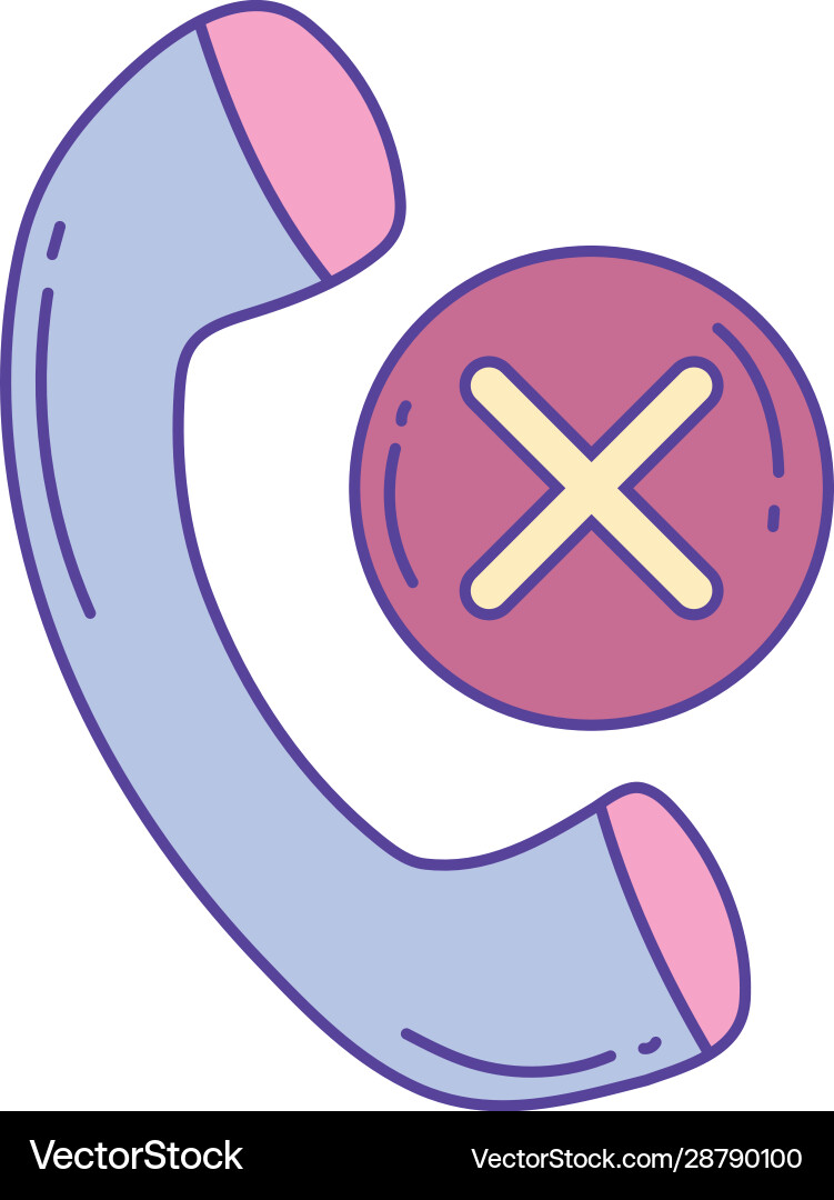 Telephone handset phone fill and line Royalty Free Vector
