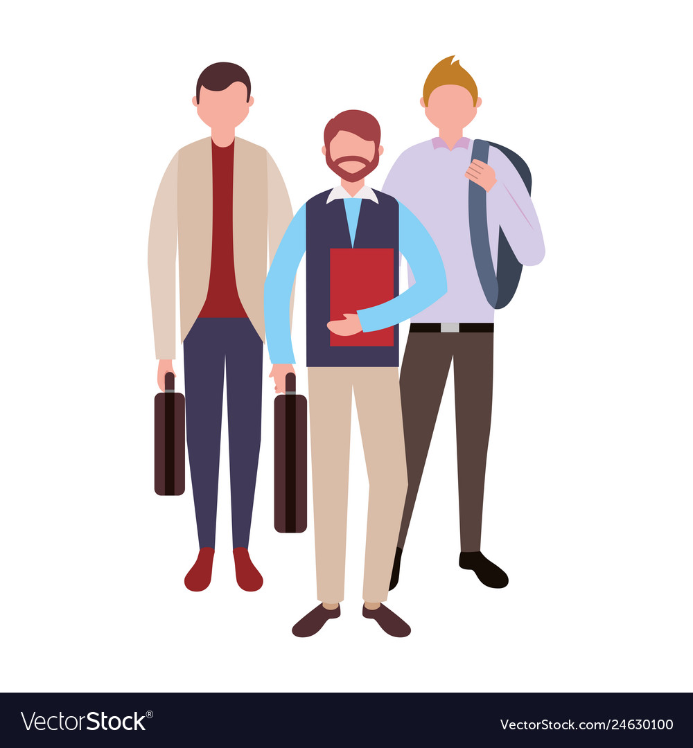 Three businessmen teamwork people characters Vector Image Three businessmen teamwork people characters Vector Image