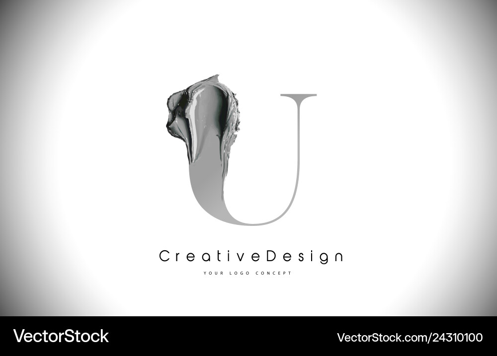 U letter design brush paint stroke black Vector Image