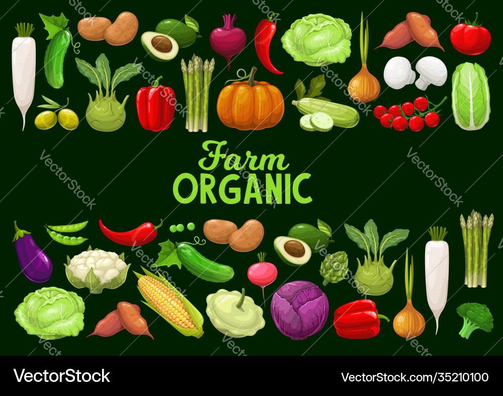 Vegetables organic farm veggies greenery Vector Image