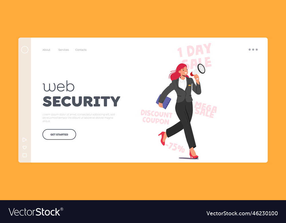 Web security landing page template forceful Vector Image