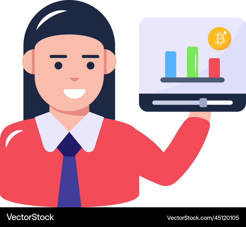 A flat icon design of business presentation Vector Image