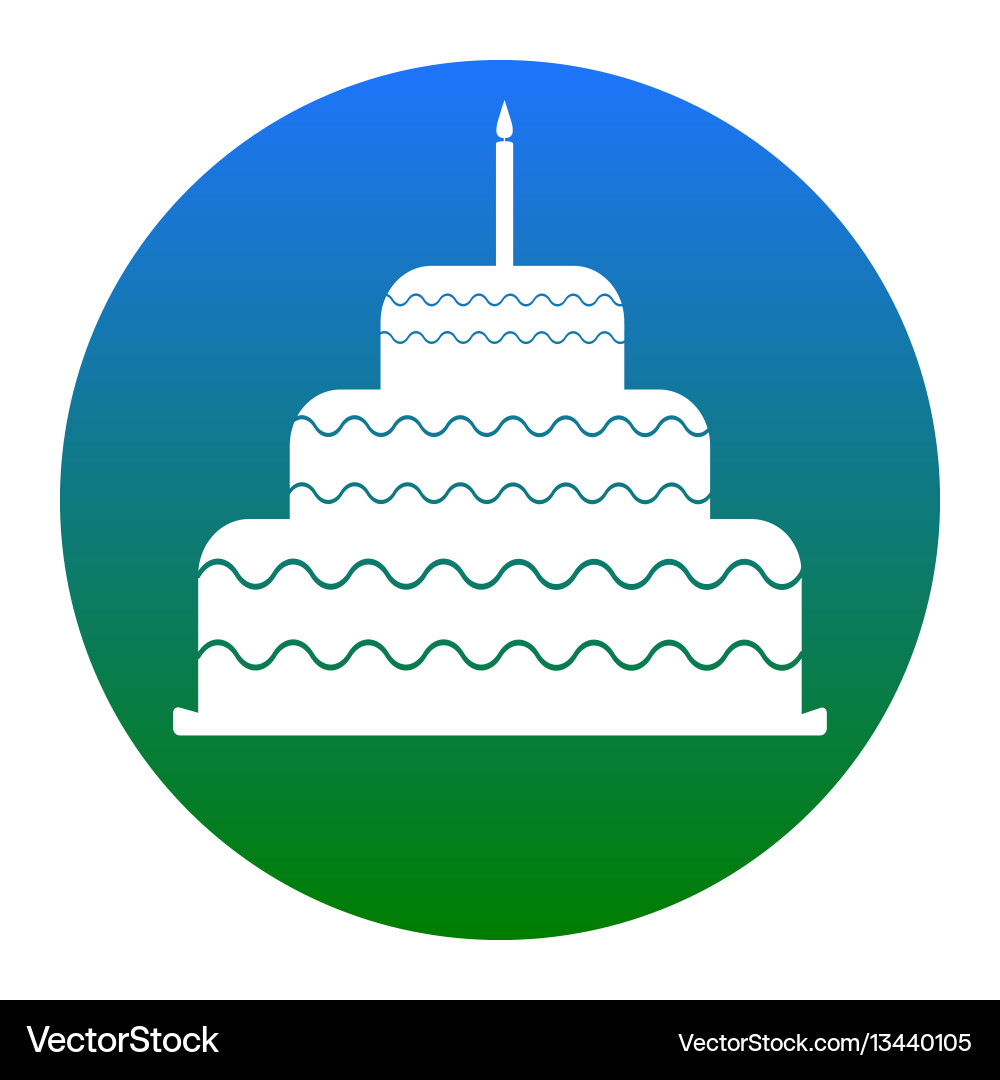 Cake with candle sign white icon Royalty Free Vector Image