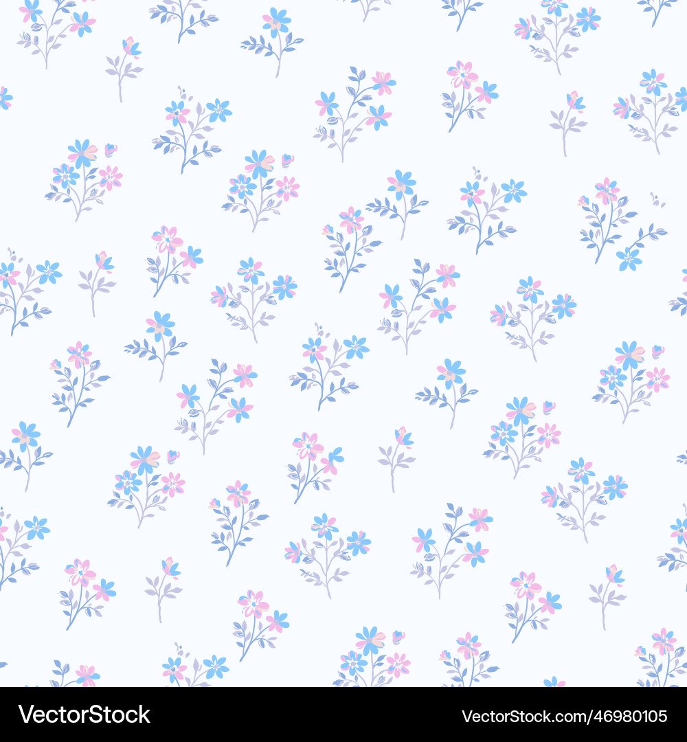 Floral pattern beautiful blue and pink flowers Vector Image