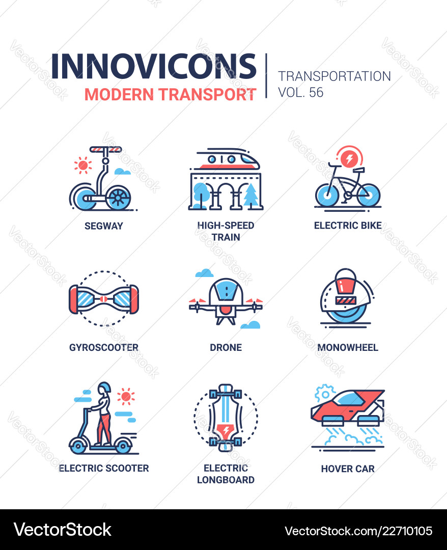 Modern transport - line design style icons set Vector Image
