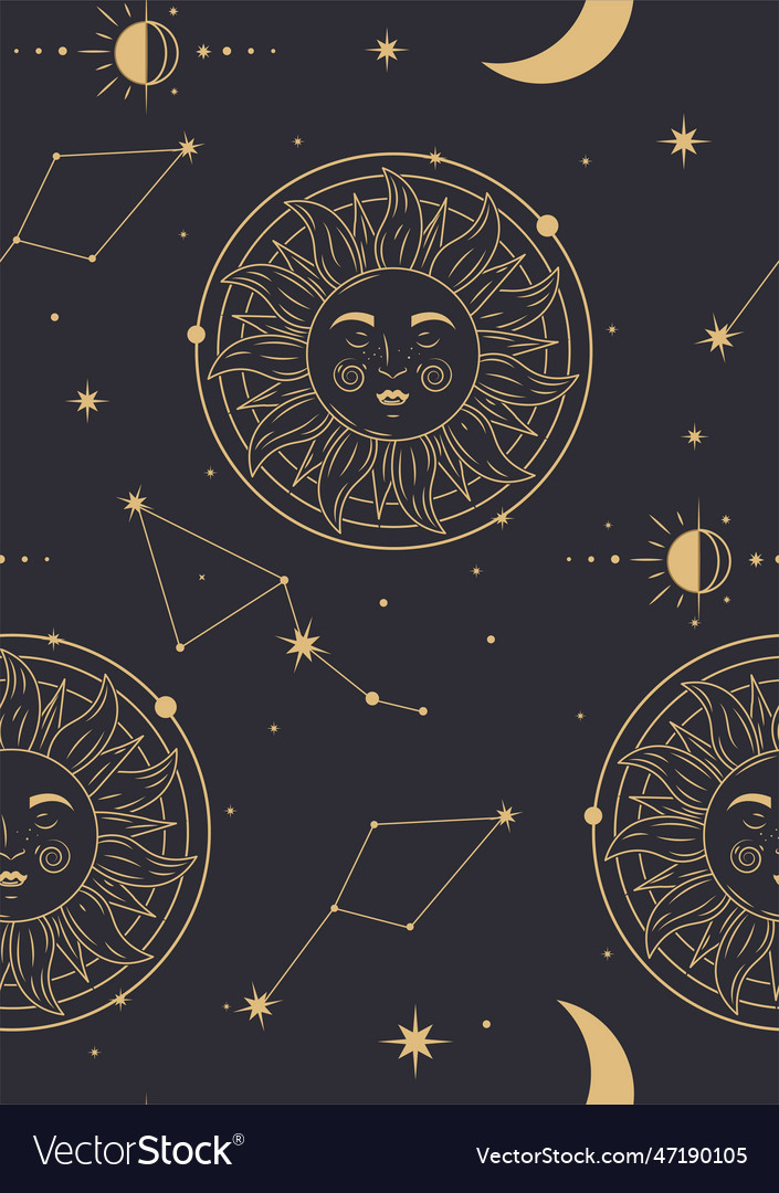 Mystical seamless pattern Royalty Free Vector Image