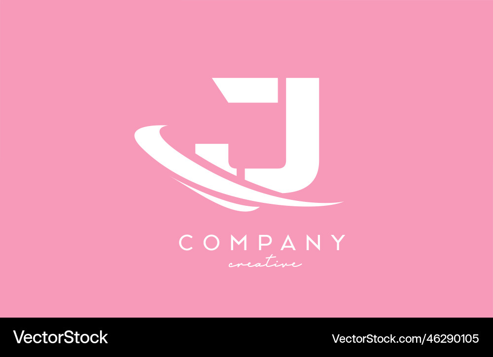 Pink white j alphabet letter logo icon Royalty Free Vector