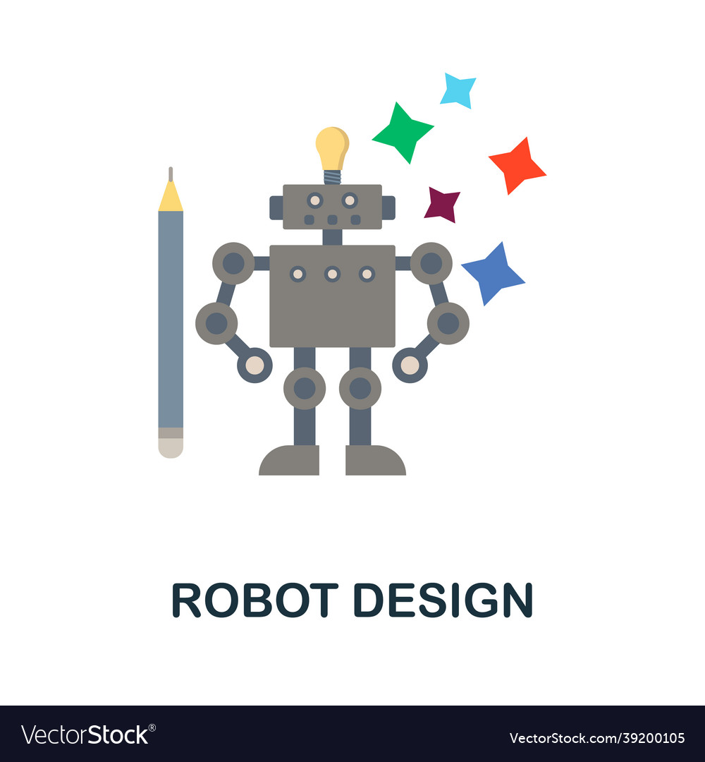 Robot design flat icon colored sign from robotics Vector Image