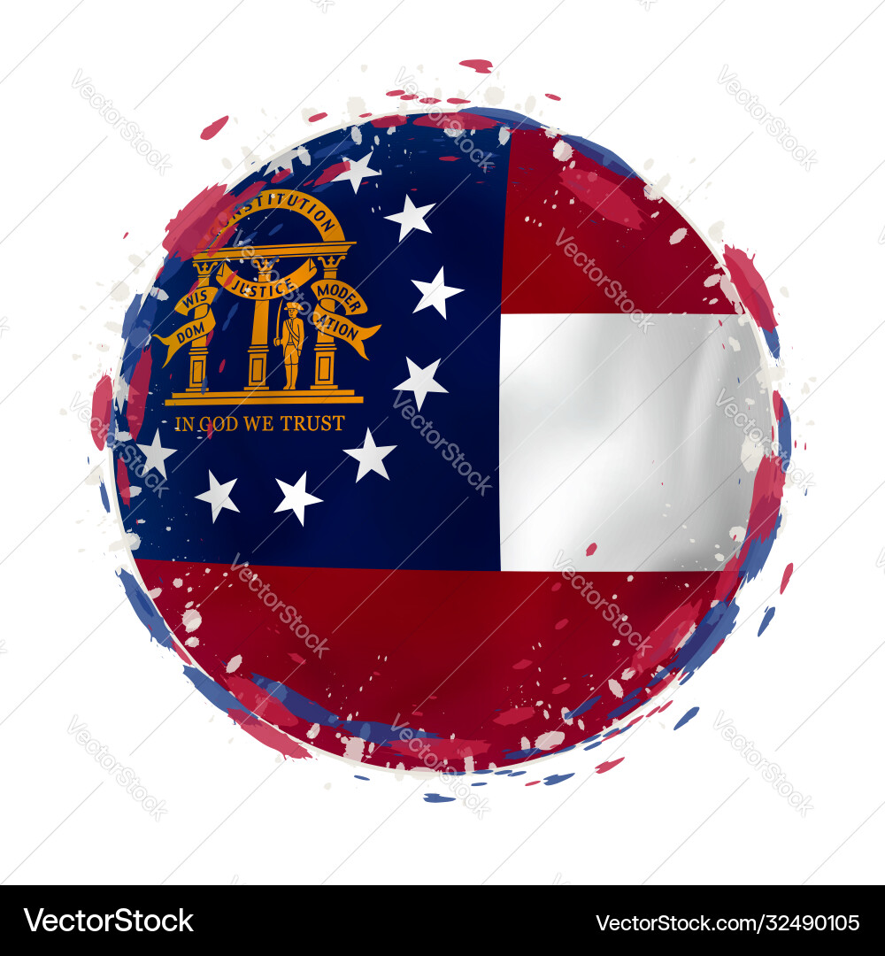 Round grunge flag georgia us state Royalty Free Vector Image