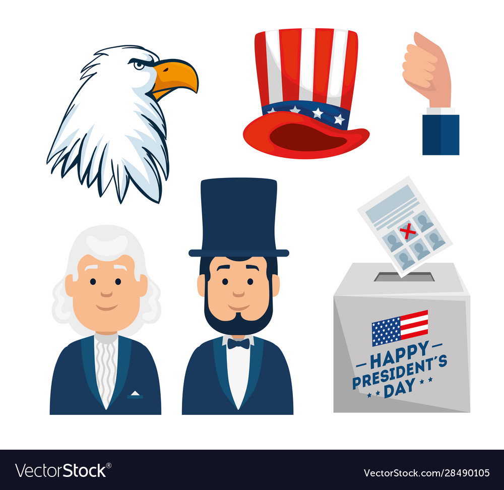 Set happy presidents day icons Royalty Free Vector Image