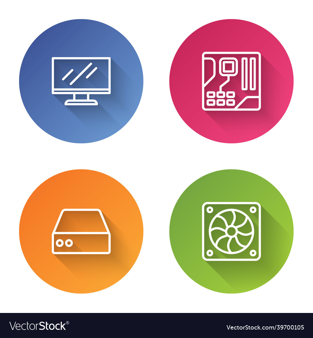 Set line computer monitor screen motherboard Vector Image
