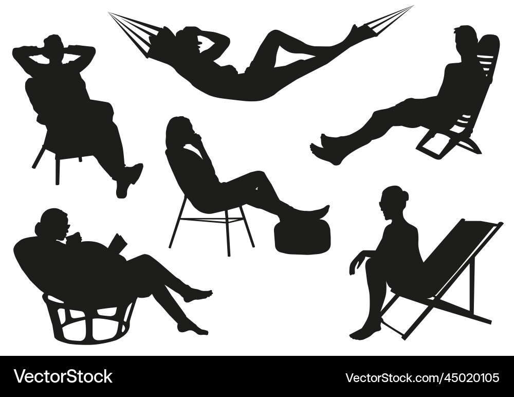 Set of silhouettes resting people Royalty Free Vector Image