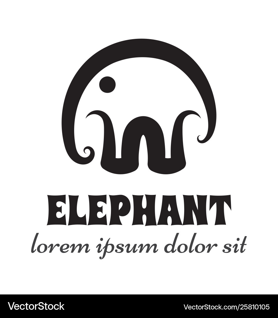 Simple outline elephant sign or emblem Royalty Free Vector