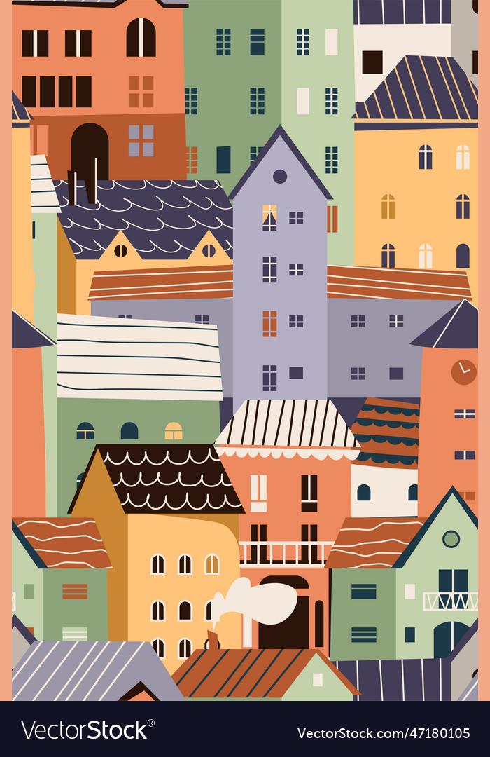 Tiny houses seamless pattern Royalty Free Vector Image