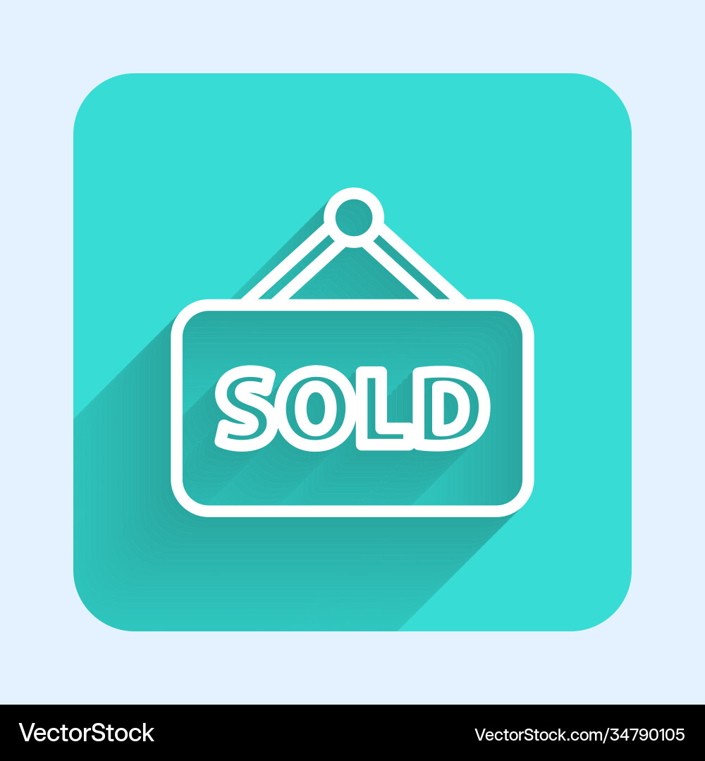 White line hanging sign with text sold icon Vector Image