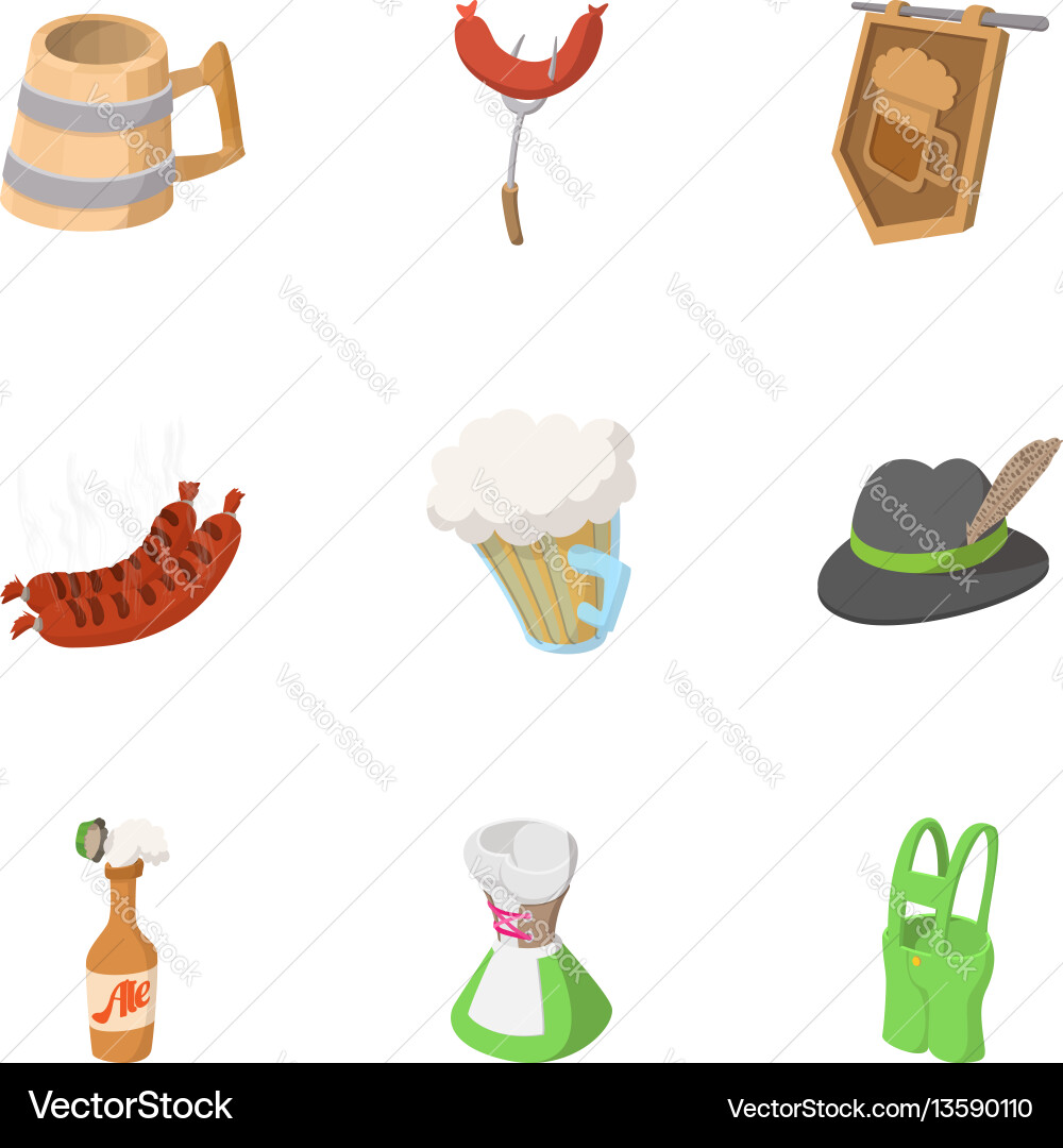 Alcohol icons set cartoon style Royalty Free Vector Image