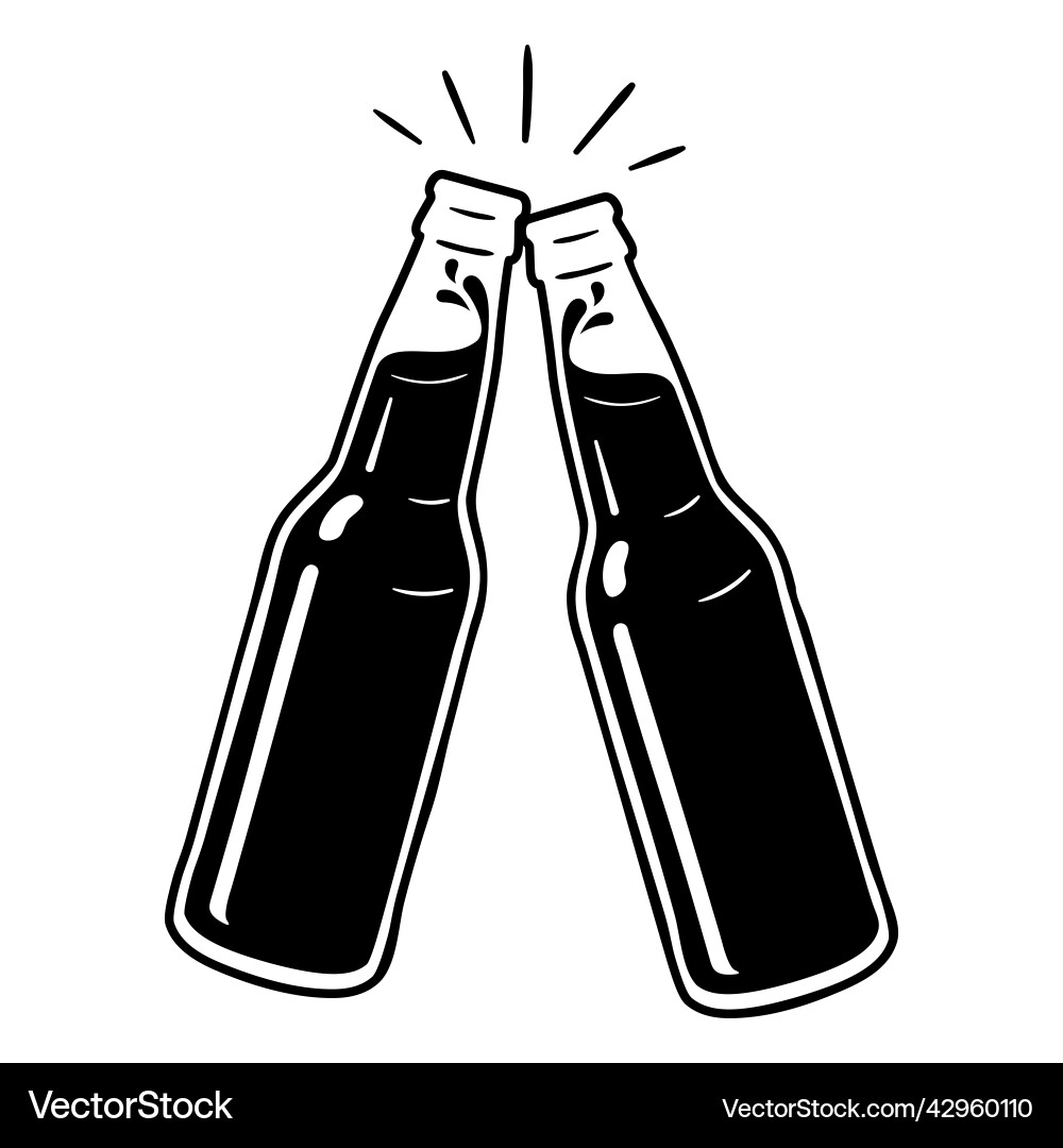 Beer bottles clash cut-out high quality Royalty Free Vector