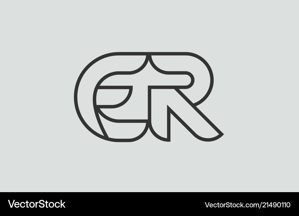 Black and white alphabet letter er e r logo Vector Image
