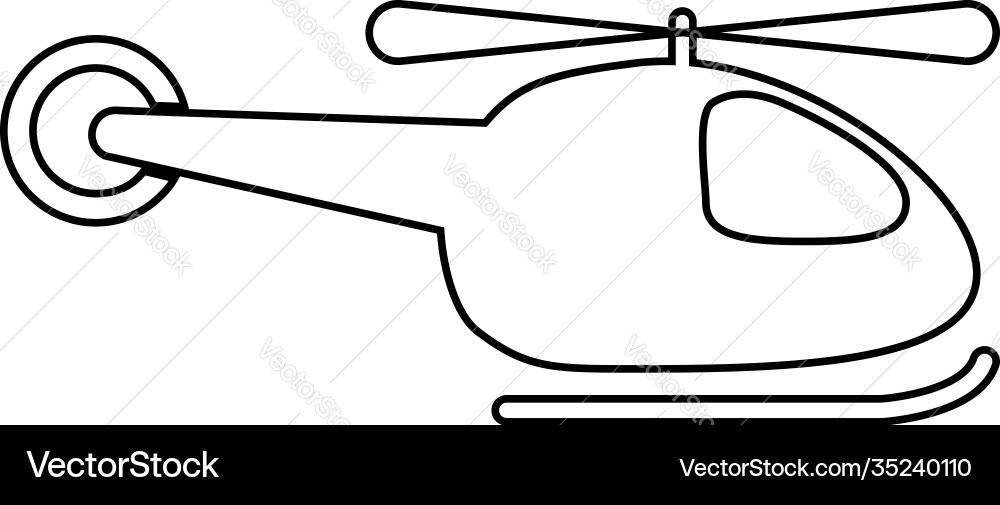 Black outline a helicopter on a white Royalty Free Vector