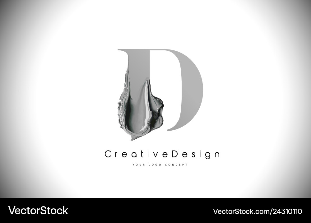 D letter design brush paint stroke black Vector Image