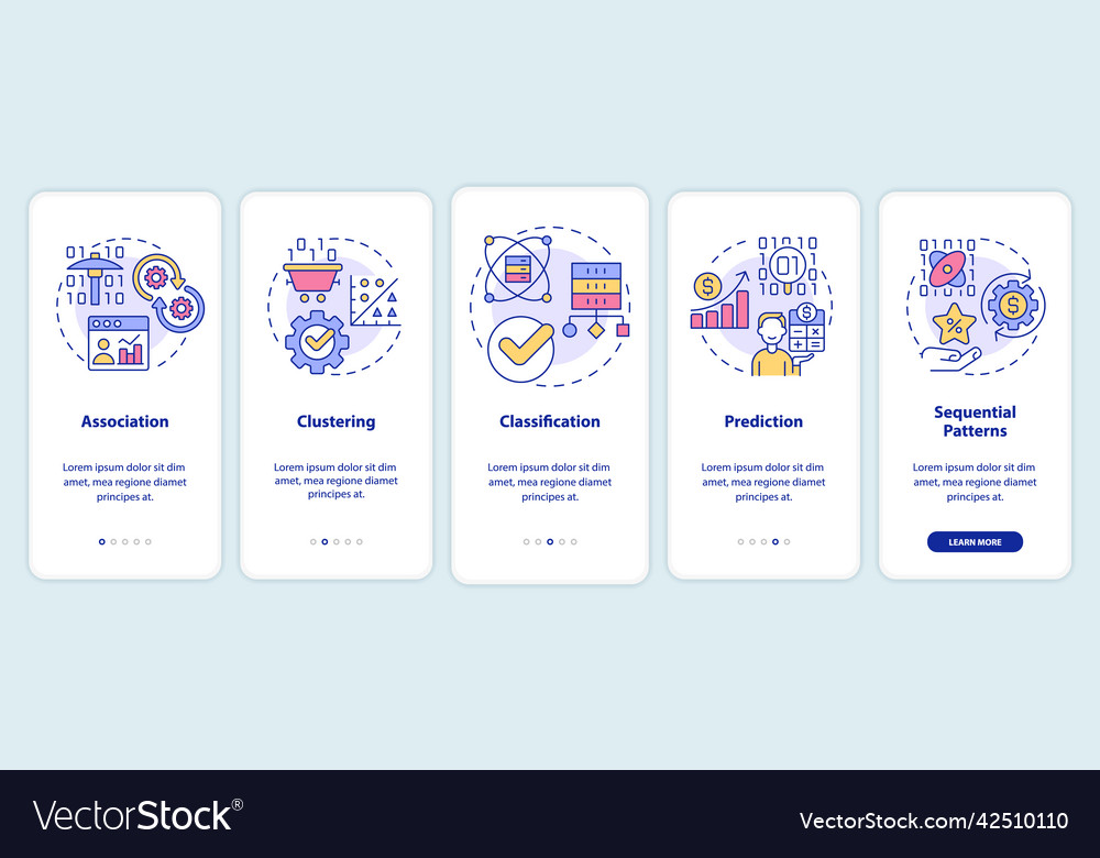 Data mining techniques onboarding mobile app Vector Image