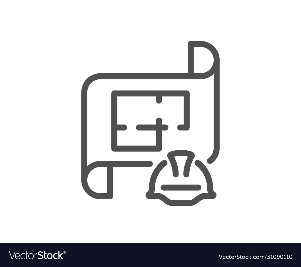 Engineering plan line icon technical Royalty Free Vector
