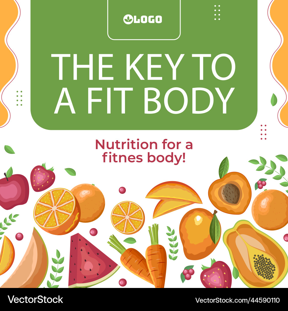 Flat design fitness nutrition posts template Vector Image