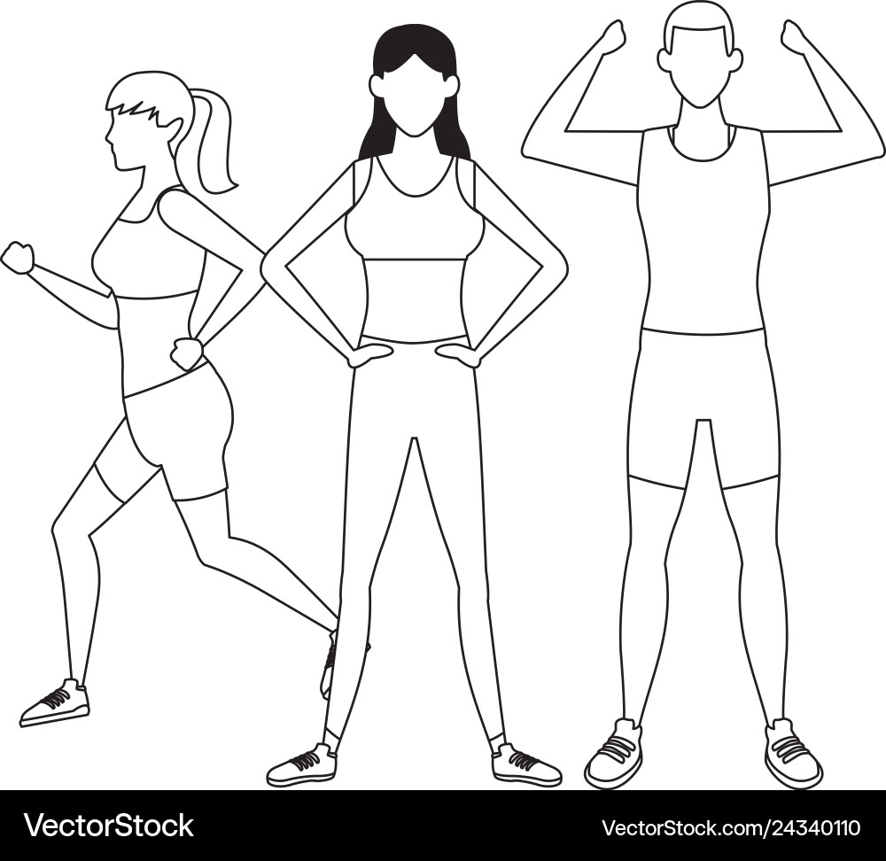 Group of people working out Royalty Free Vector Image