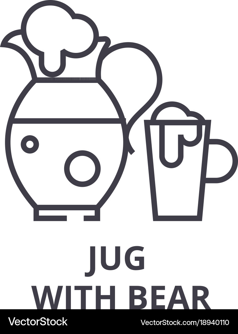 Jug with bear line icon outline sign linear Vector Image