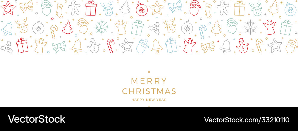 Merry christmas colorful icon elements card white Vector Image