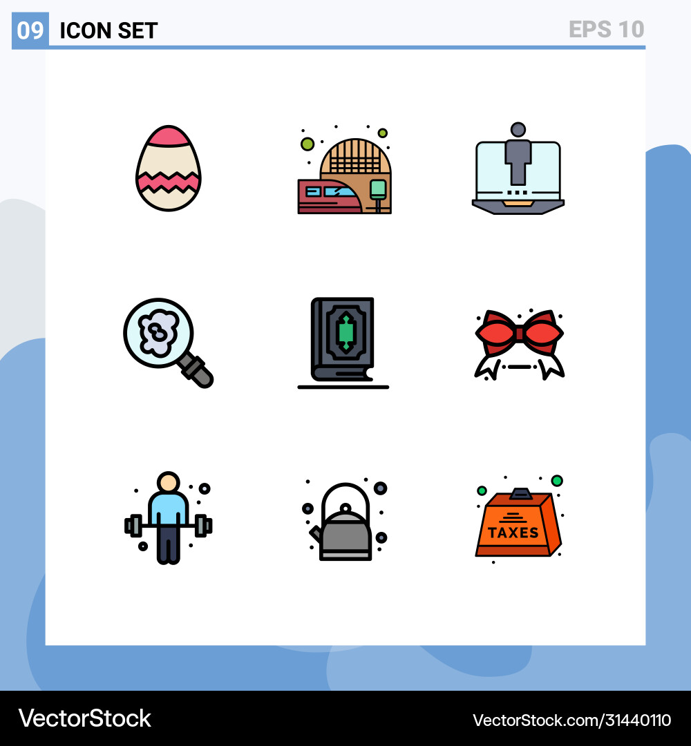 Pictogram set 9 simple filledline flat colors Vector Image