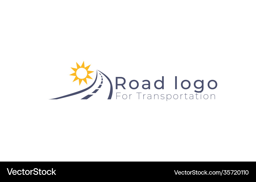 Road logo with sun above transportation logo Vector Image