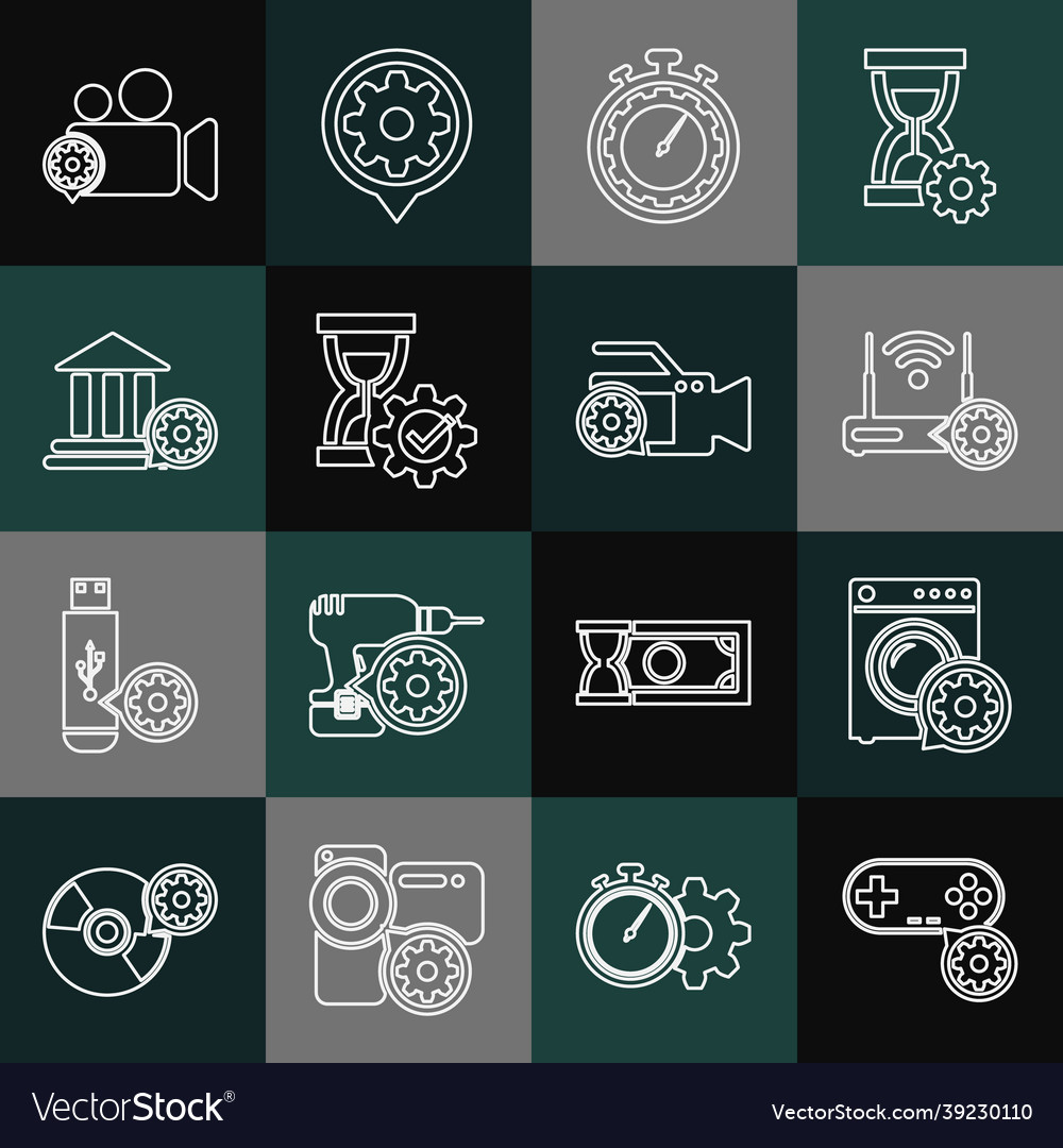 Set Line Gamepad Setting Washer Router And Wi Fi Vector Image