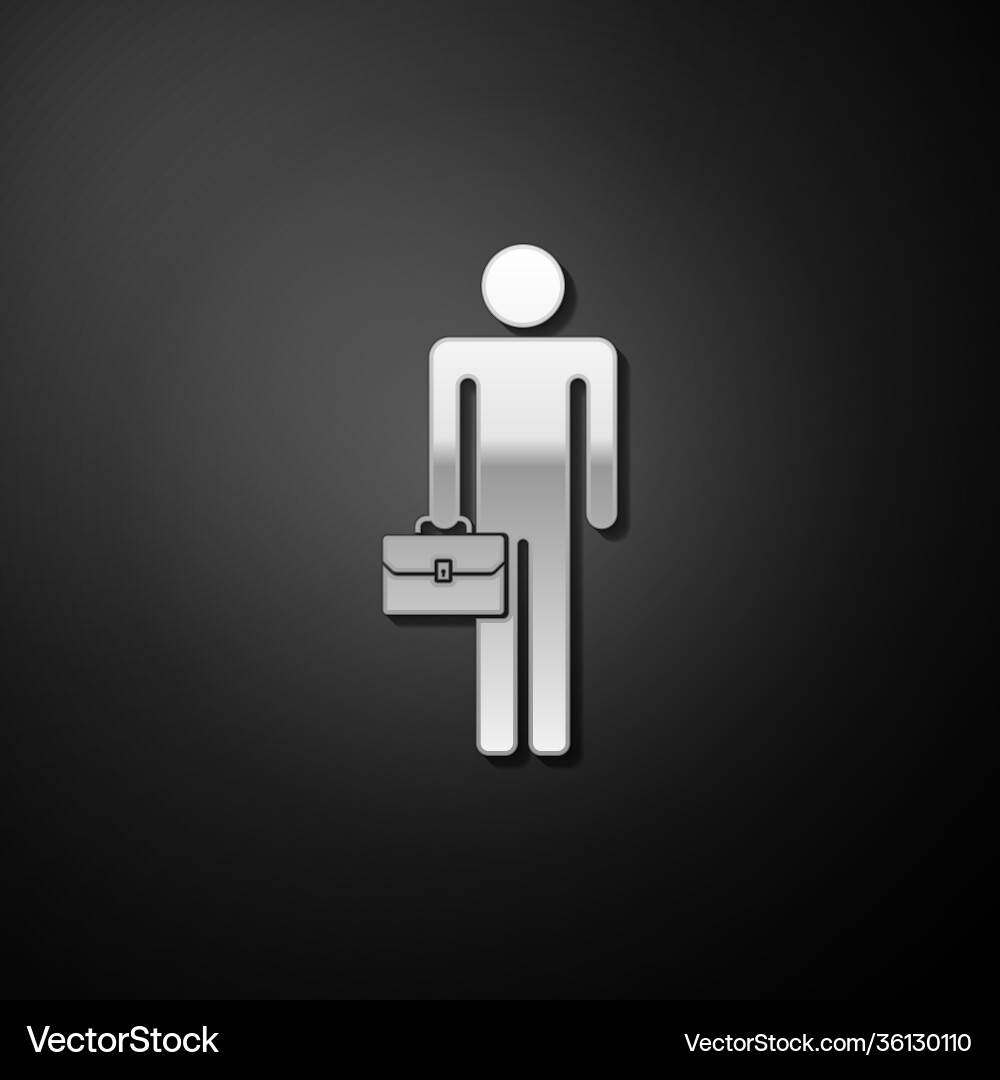 Silver businessman man with briefcase icon Vector Image