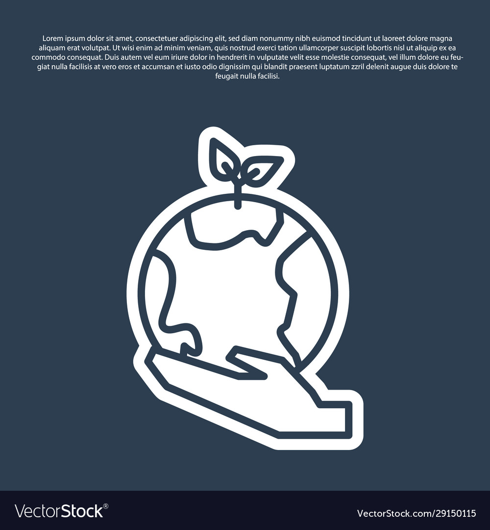 Blue Line Human Hands Holding Earth Globe Icon Vector Image