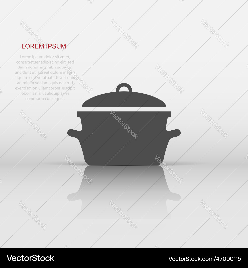 Cooking pan icon in flat style kitchen pot Vector Image