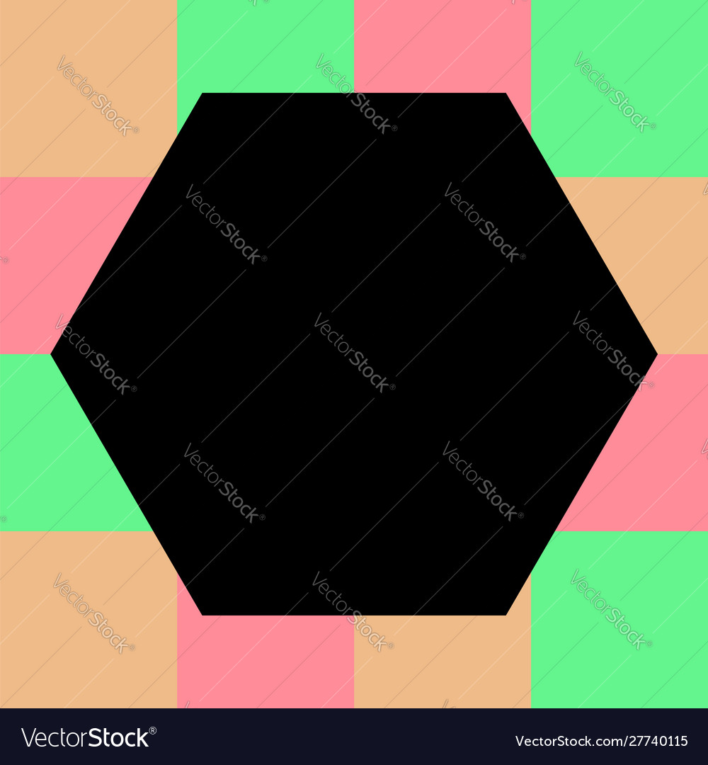 Empty black hexagon on pastel color squares Vector Image